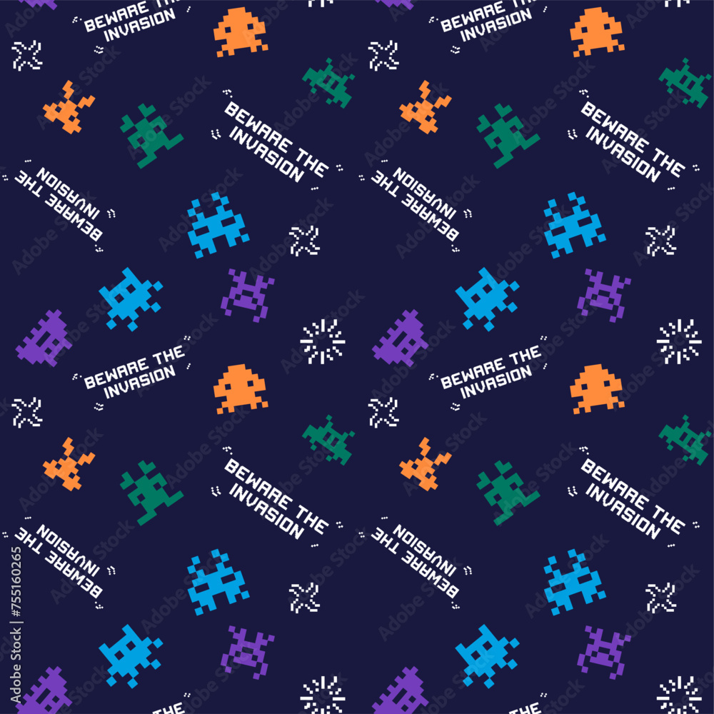 Arcade game pixel monsters characters. Retro video game vector ...