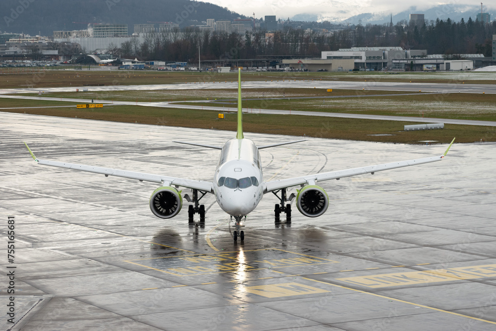 YL-AAR Air Baltic Airbus A220-300 jet in Zurich in Switzerland 17.1. ...
