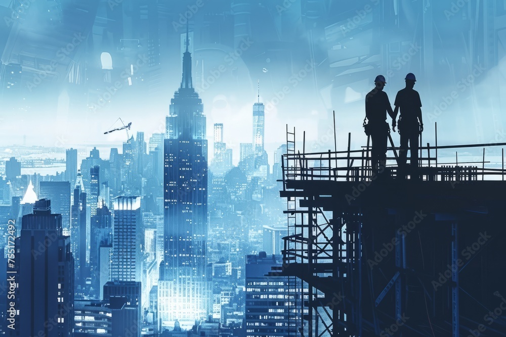 Project managers overseeing the construction of an iconic skyscraper in ...