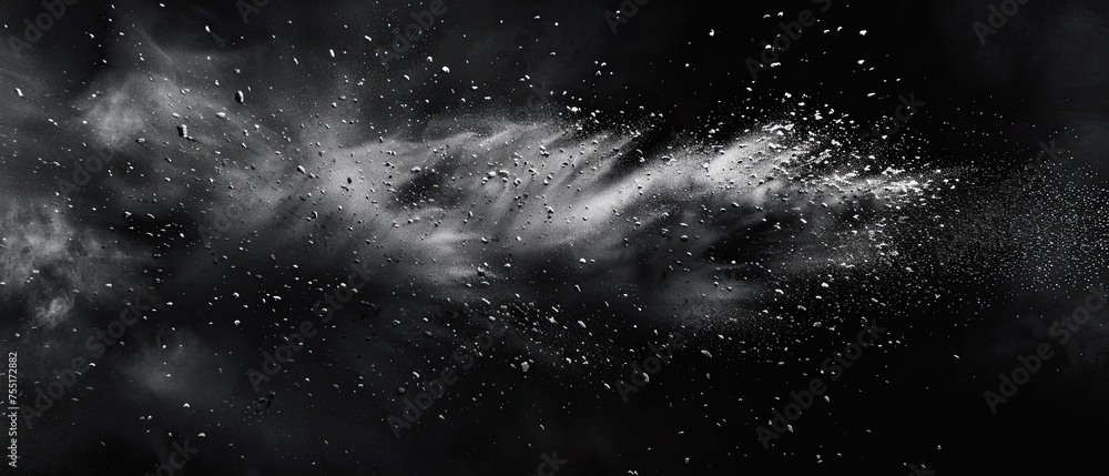This detailed image captures an ethereal explosion of dust and ...