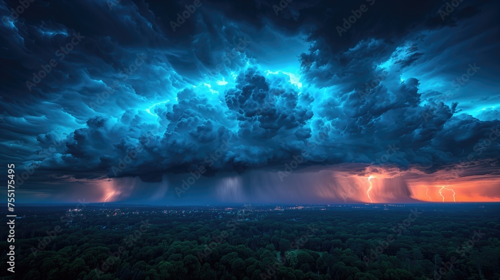 dark sky with heavy clouds with lightning during a thunderstorm Dark ...
