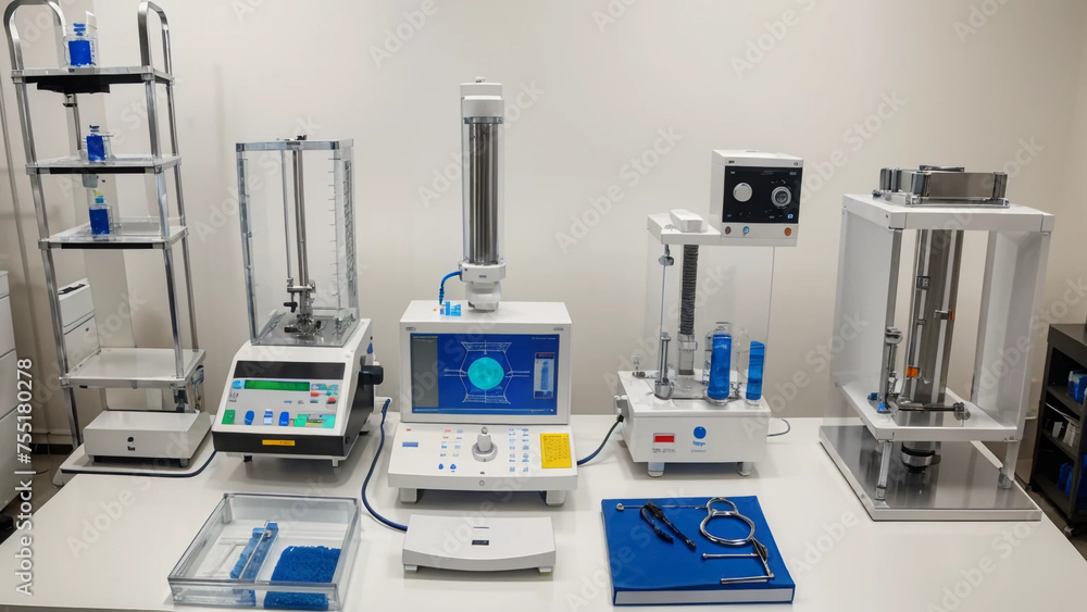 Laboratory workbench close-up background. Hospital Medical Test Room ...