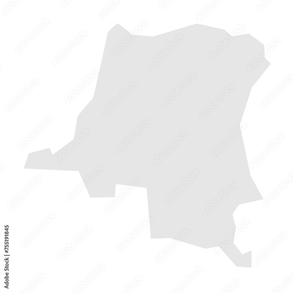Democratic Republic of the Congo country simplified map. Light grey ...