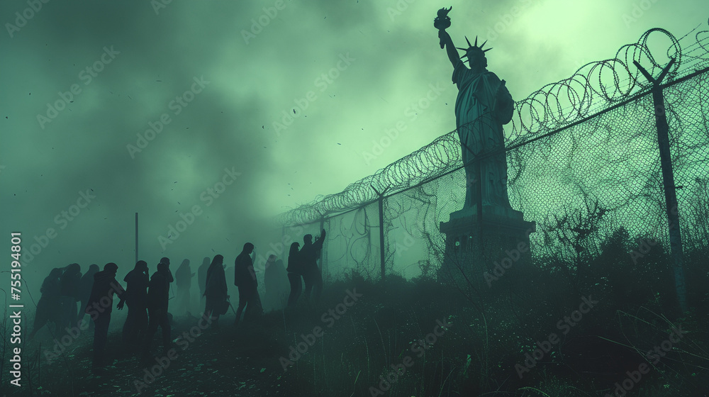 The Statue of Liberty on the southern border - symbolism - embrace ...