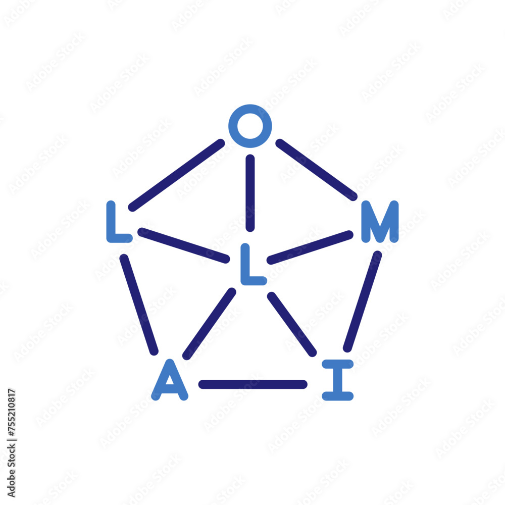 large language models llm neural network hexagon icon with letters ...