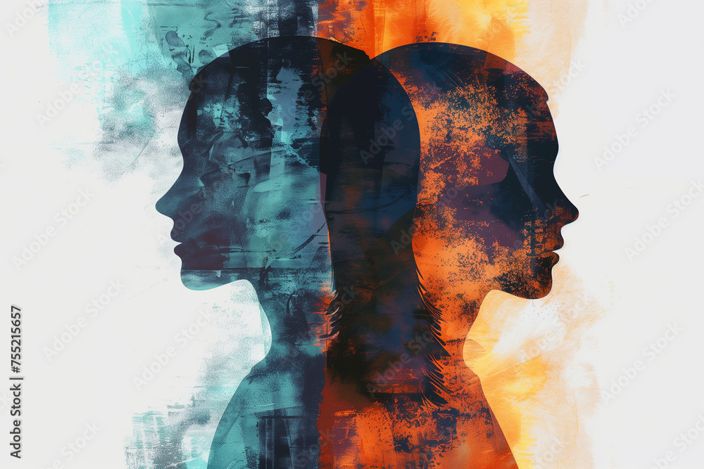 Mental Health Art, Bipolar Disorder, Medical Illustration Stock ...