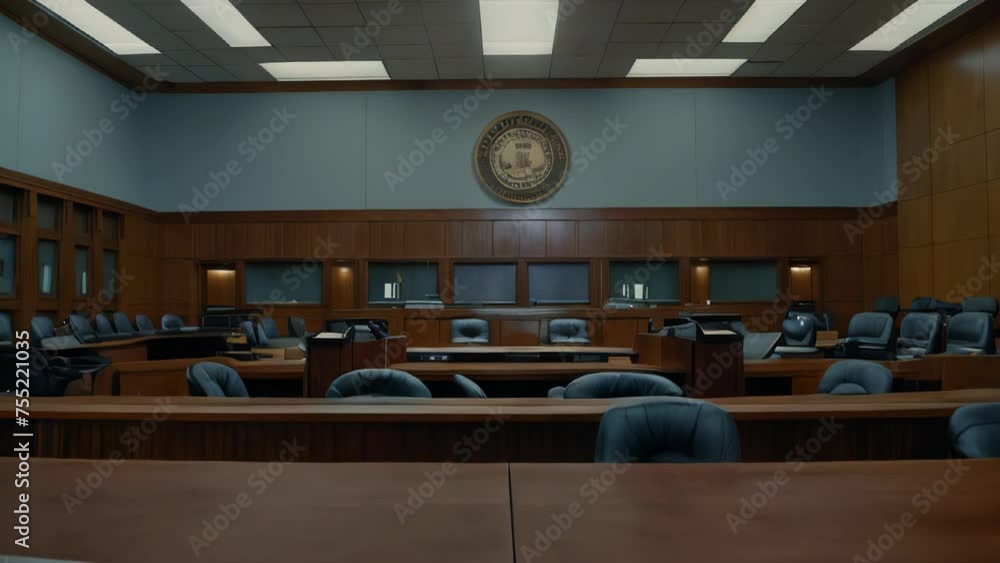 Interior of a courtroom or law enforcement office, law enforcement ...