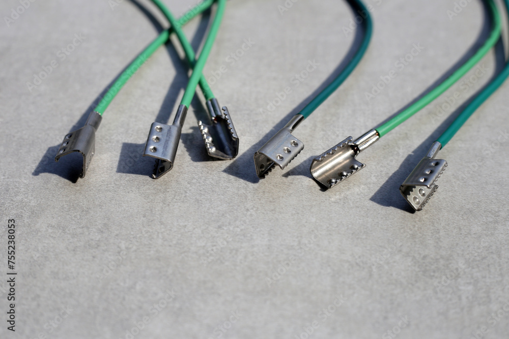Electrical cables with terminals. Wires used to power machine tools ...