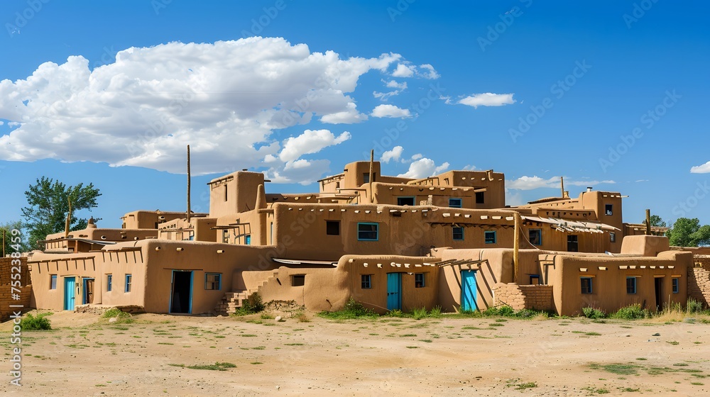 Pueblo-style adobe house, reflecting the traditional architecture of ...