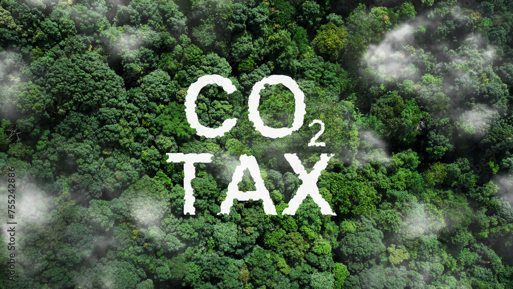 Concept of green Co2 Tax. carbon credit and carbon tax.Co2 Tax icon on ...