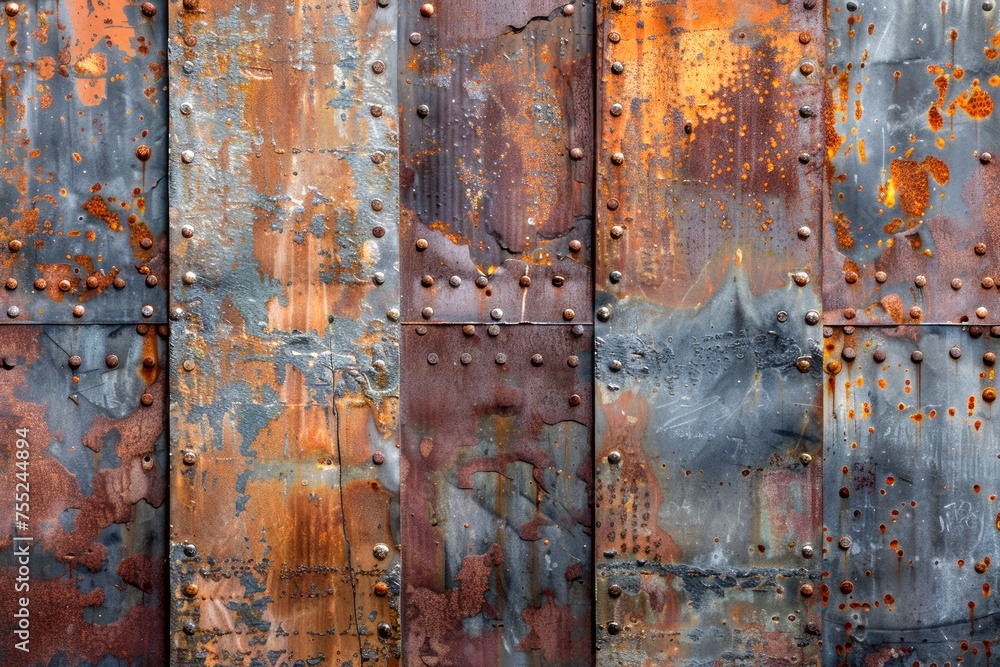 Vintage Corroded Metal Texture with Rust and Weathered Paint on an Old ...