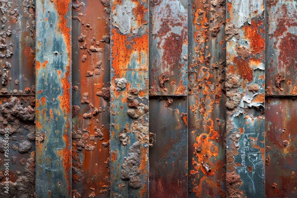Vintage Rusty Metal Wall Texture with Peeling Paint and Corrosion - A ...