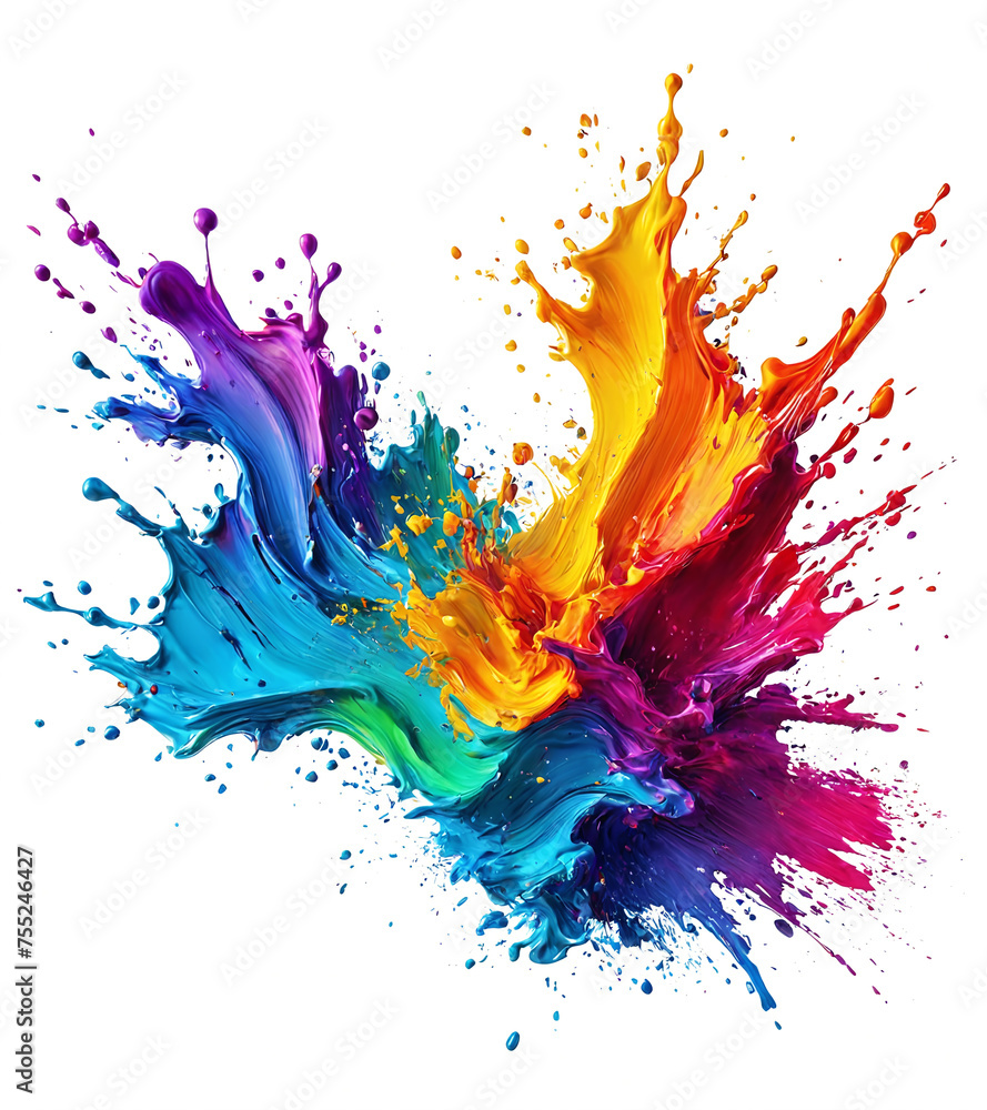 Captivating illustration of various colorful paint splash patterns on a ...