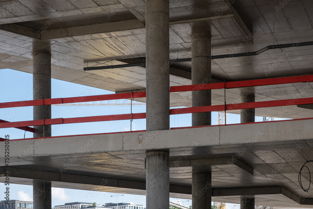 Construction of metal concrete structures in architecture, with safety ...