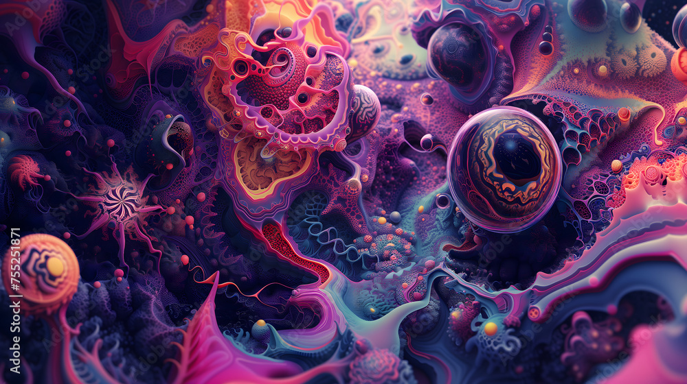 Saturated colorful mad abstract background, random different shapes and ...