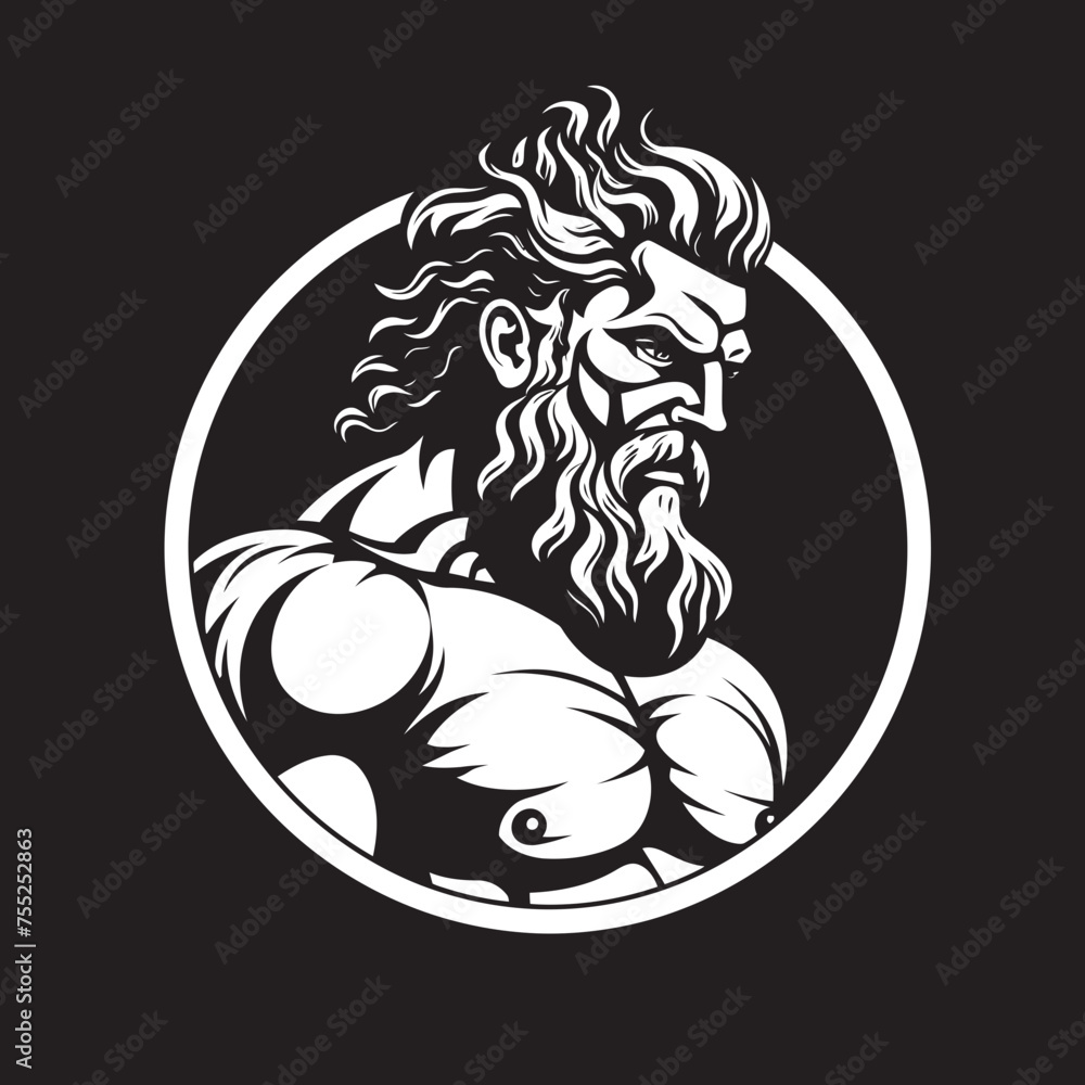 Vetor de Zeus Sculpt Vector Logo Design with Zeus Icon Olympus Peak ...