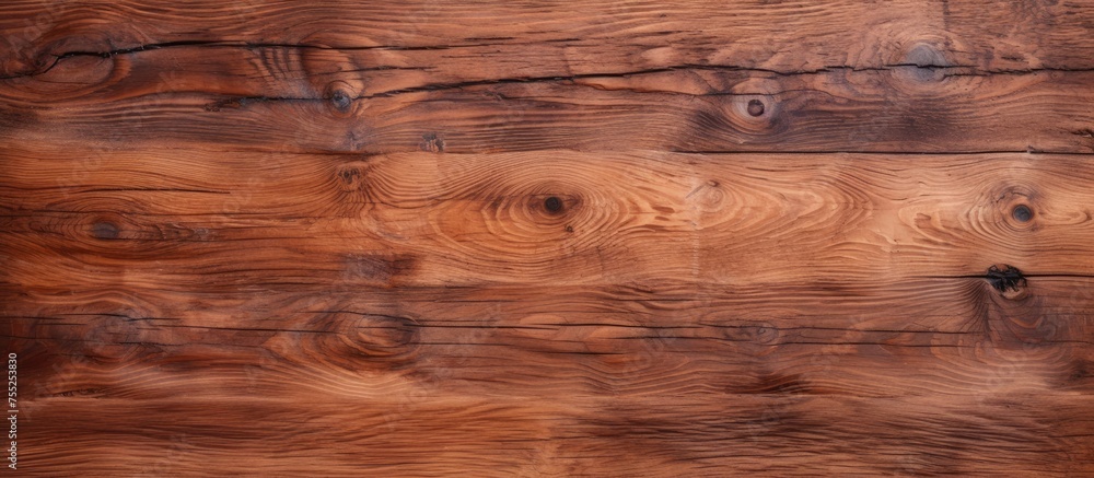 The image shows a detailed close-up of a natural wood surface with ...