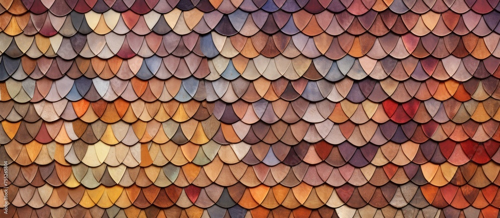 The close-up view shows a vintage wood shingle roof with a variety of ...