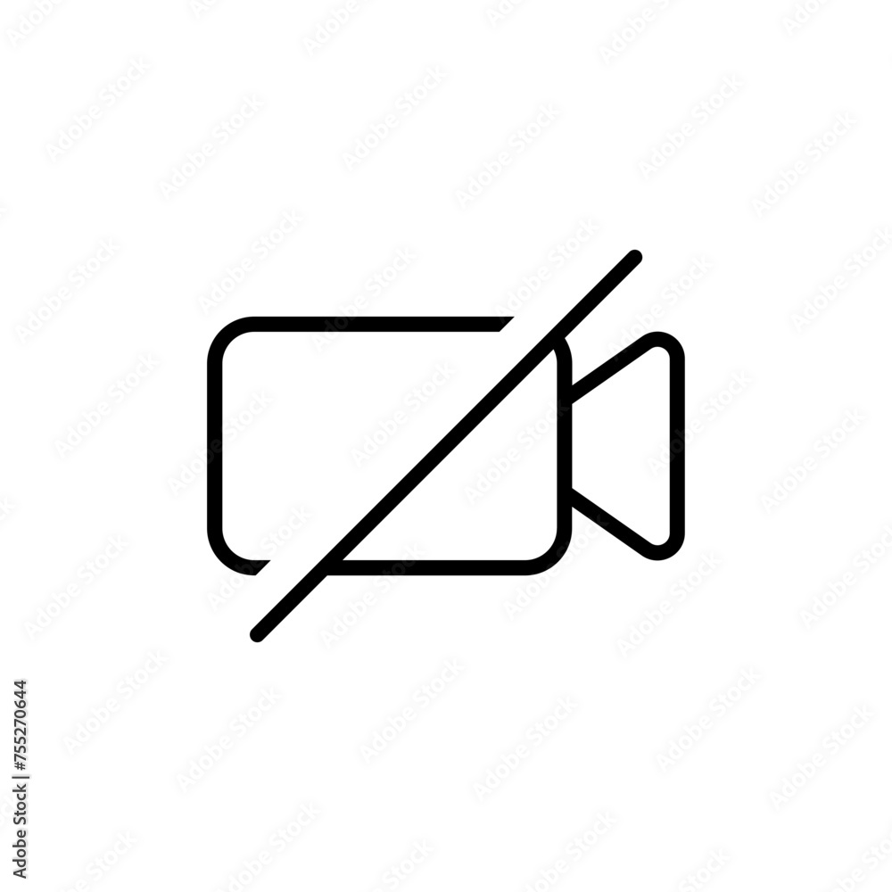 no camera video icon for streaming , stop video call symbol - recording ...