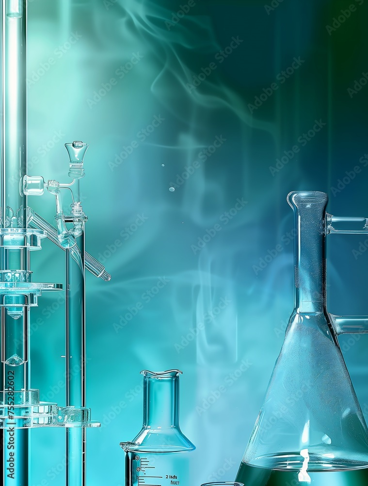 glass flasks beakers science lab splash screen green full beings ...