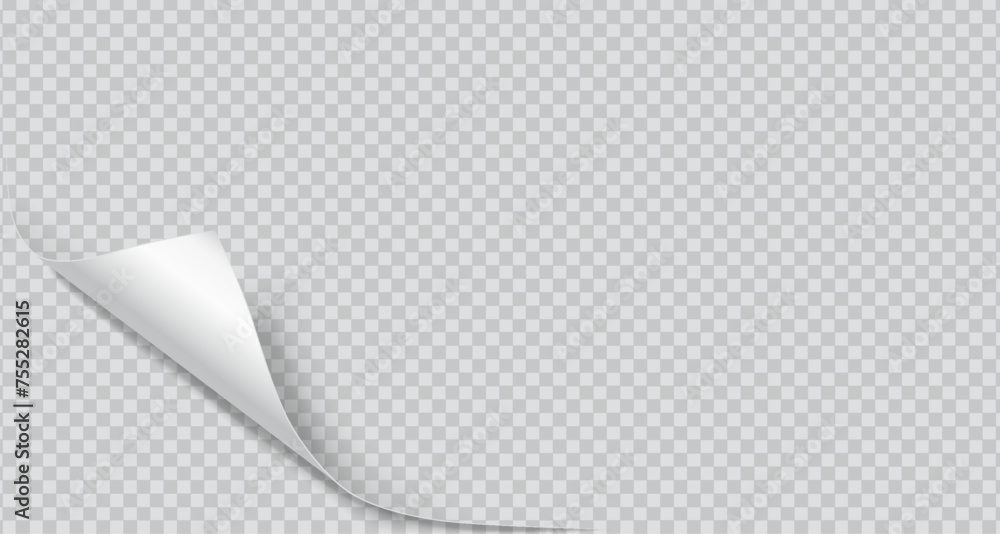 Curled corner of paper with shadow realistic vector illustration ...