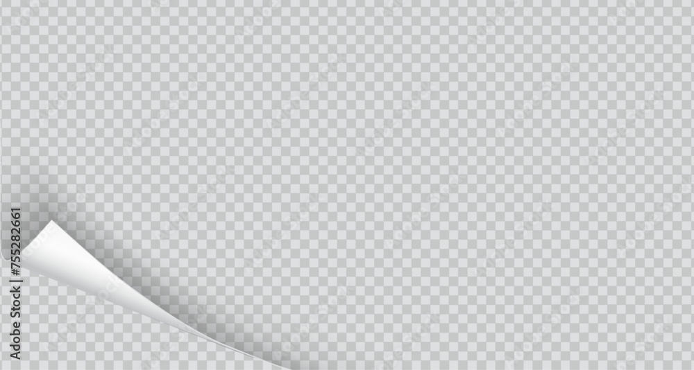 Curled corner of paper with shadow realistic vector illustration ...