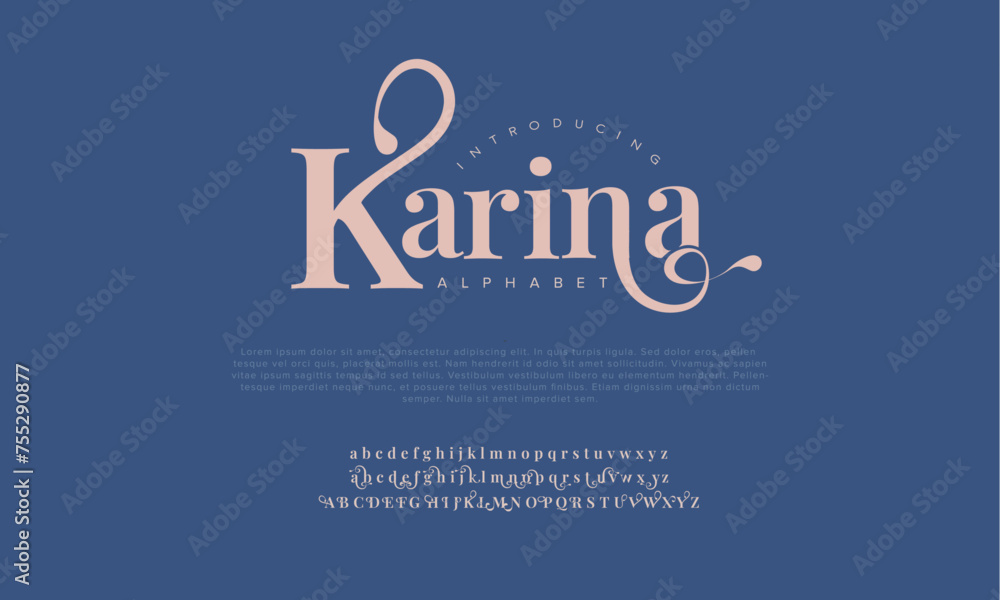 Karina premium luxury elegant alphabet letters and numbers. Vintage ...