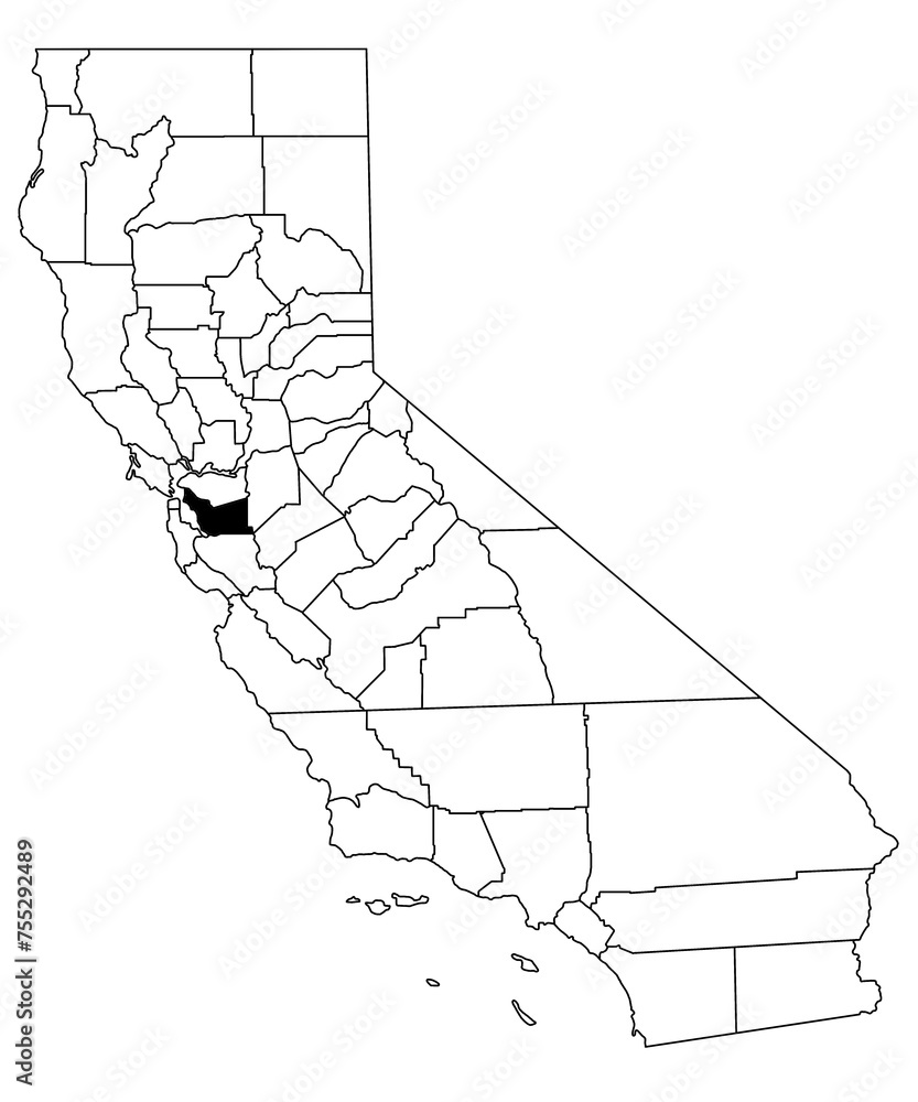 Map of Alameda County in California state on white background. single ...