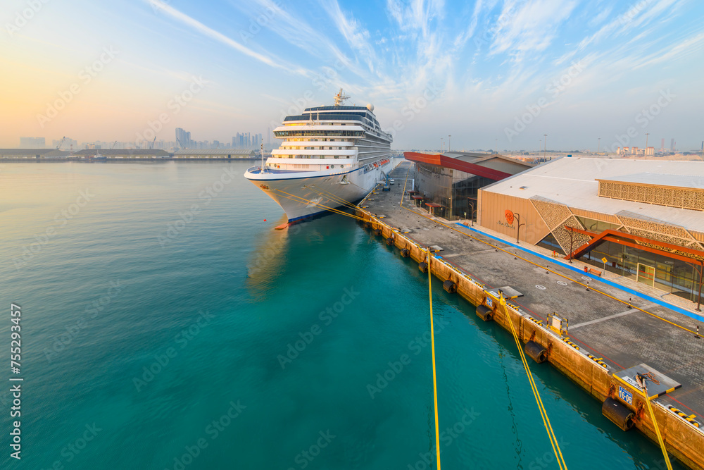 The MS Riviera luxury cruise ship operated by Oceania Cruises docks at ...