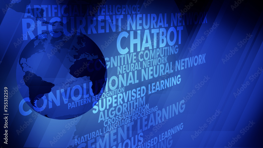 Technology in ai artificial intelligence texts and world globe using natural language processing ...