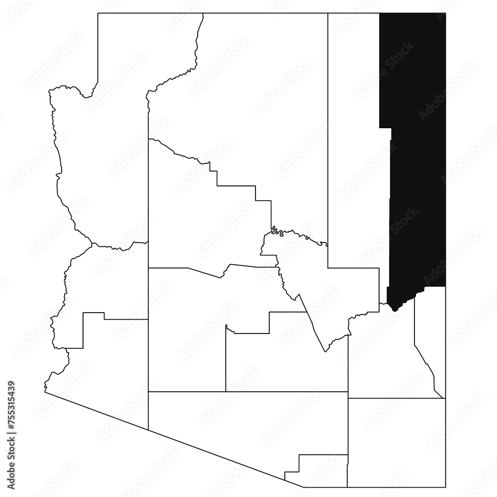 Map of Apache County in Arizona state on white background. single ...