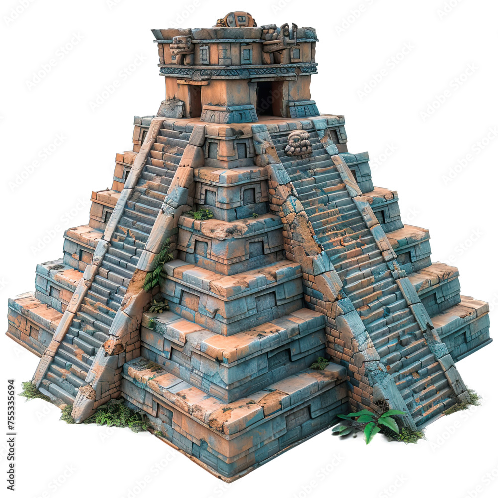 Maya temple isolated on transparent background, element remove ...