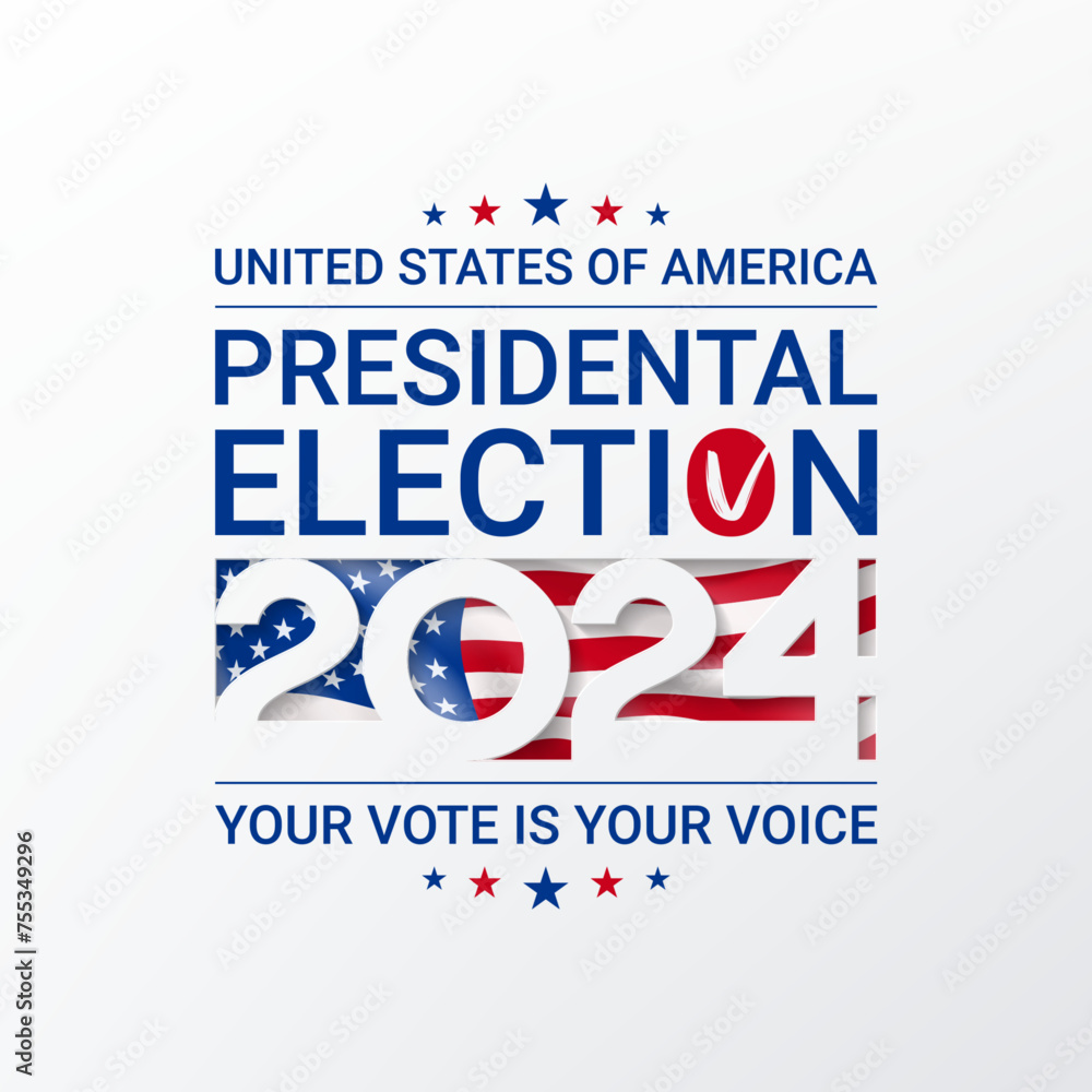 US presidential election 2024 sign. Template of typography symbol of ...