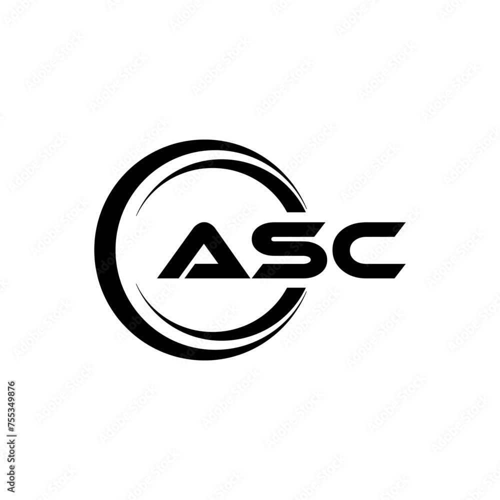 ASC letter logo design in illustration. Vector logo, calligraphy ...