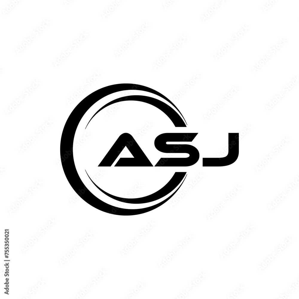 ASJ letter logo design in illustration. Vector logo, calligraphy ...