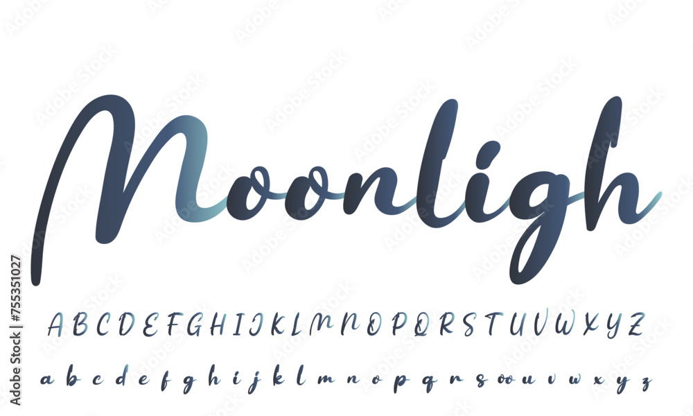 Hand drawn calligraphic vector monoline font. Distress signature ...