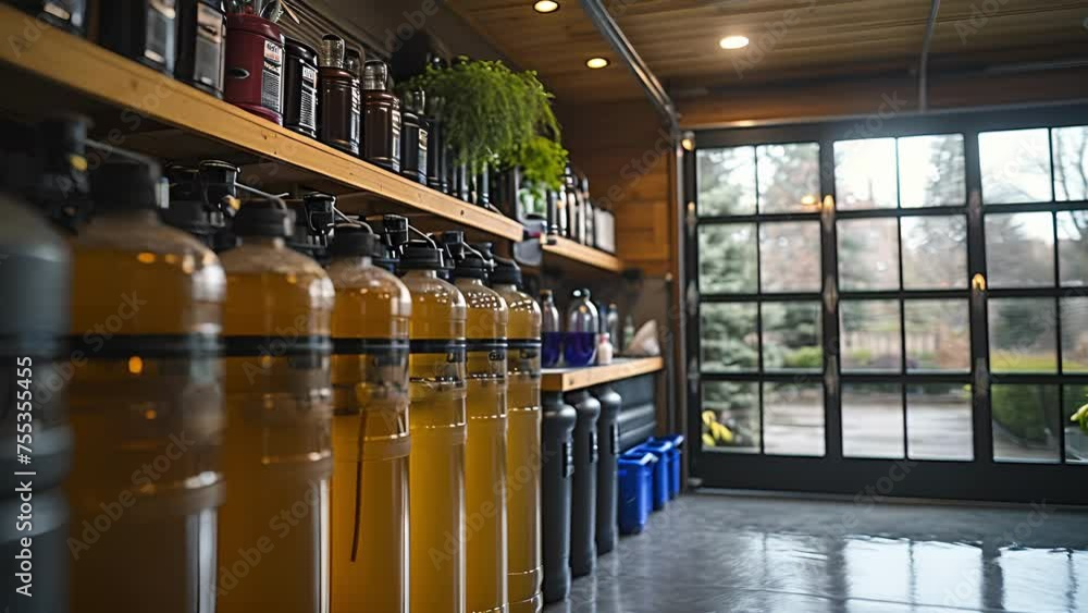 A detailed look at a filtration unit inside a garage with multiple ...