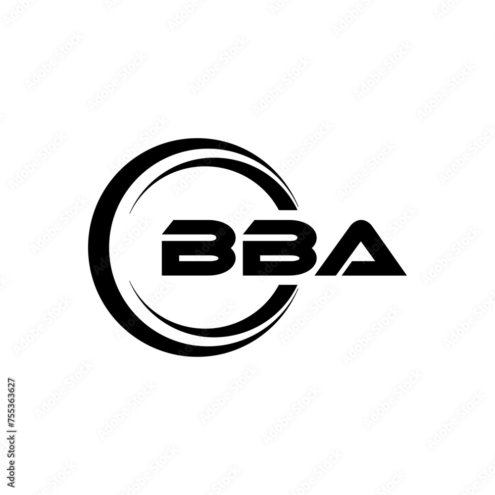 BBA letter logo design in illustration. Vector logo, calligraphy ...