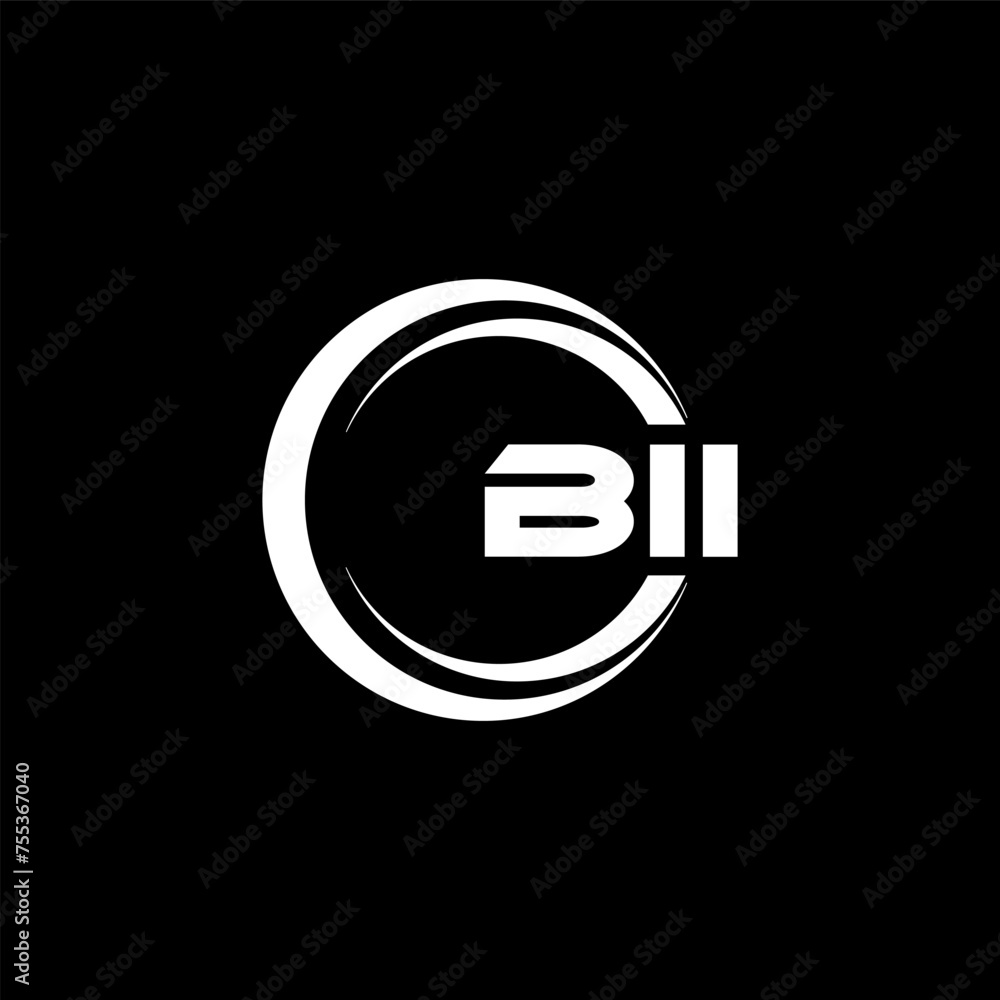 BII letter logo design with black background in illustrator, cube logo ...