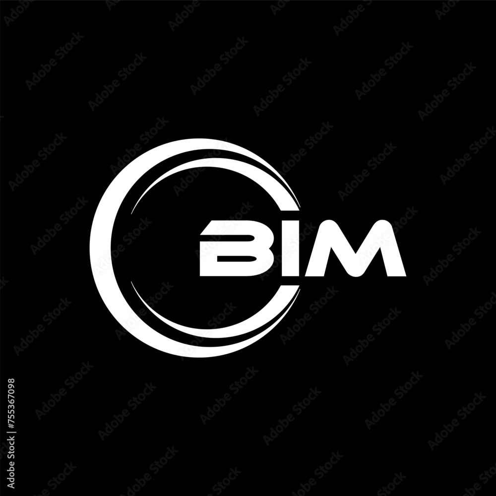 BIM letter logo design with black background in illustrator, cube logo ...