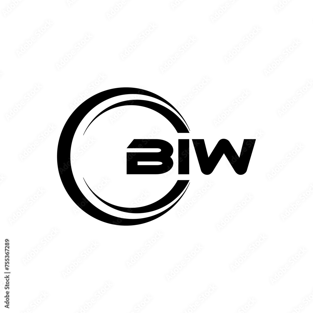 BIW letter logo design with white background in illustrator, cube logo ...