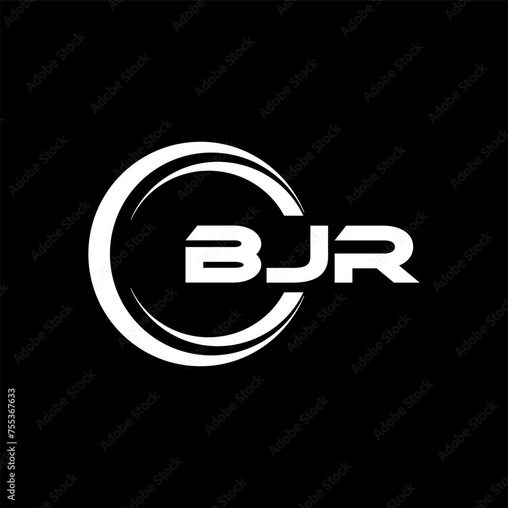 BJR letter logo design with black background in illustrator, cube logo ...