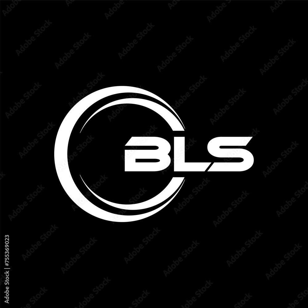 BLS letter logo design with black background in illustrator, cube logo ...