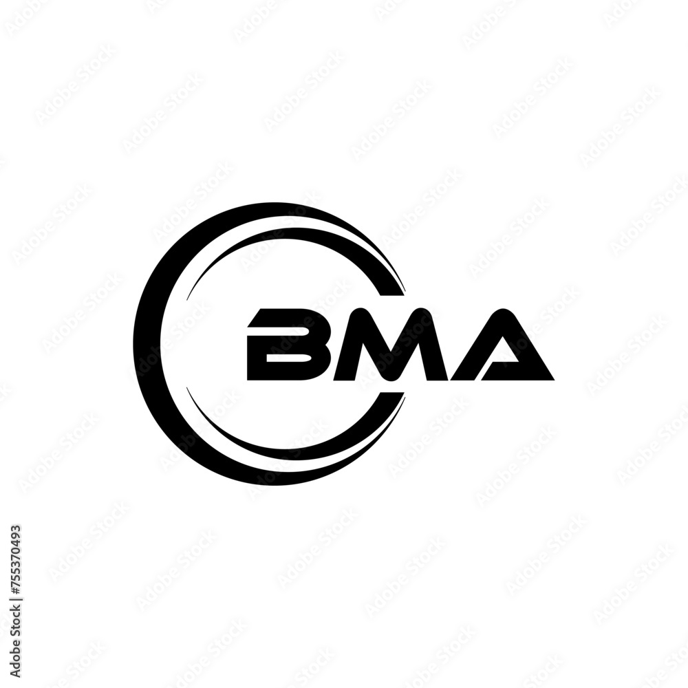 BMA letter logo design in illustration. Vector logo, calligraphy ...