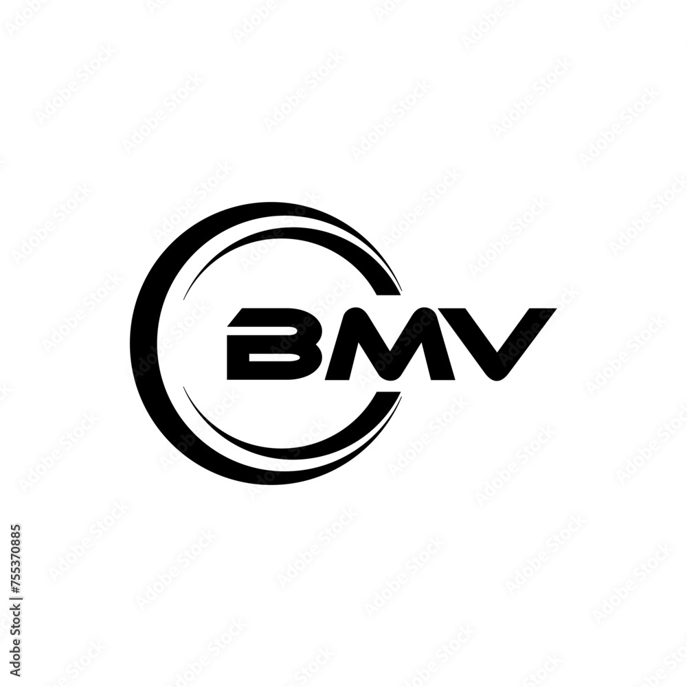 BMV letter logo design in illustration. Vector logo, calligraphy ...