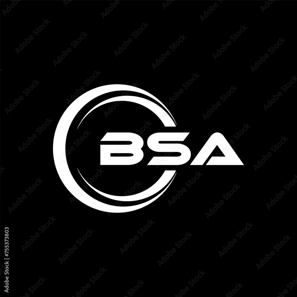 BSA letter logo design in illustration. Vector logo, calligraphy ...