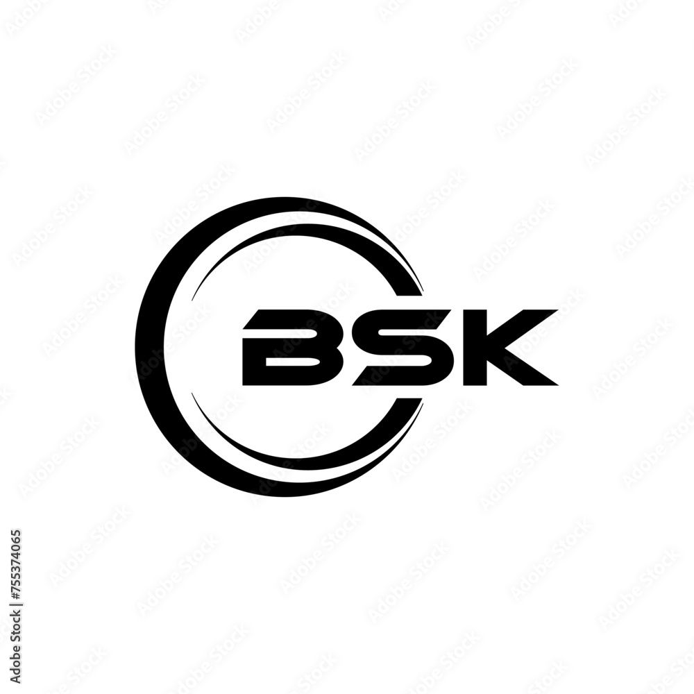 BSK letter logo design in illustration. Vector logo, calligraphy ...