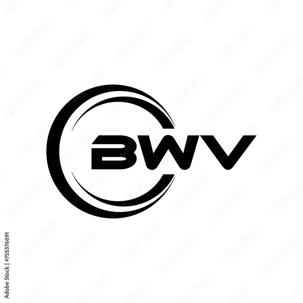 BWV letter logo design with white background in illustrator, cube logo ...