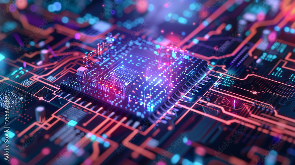 A backdrop background that captures the convergence of a microchip and ...