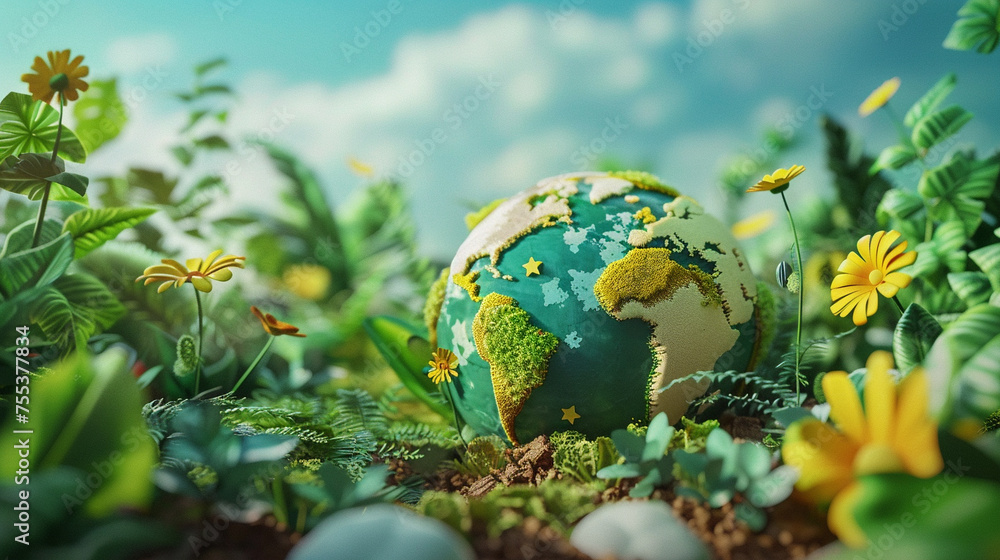 Illustrate a vibrant and visually stunning 3D animation with an ...